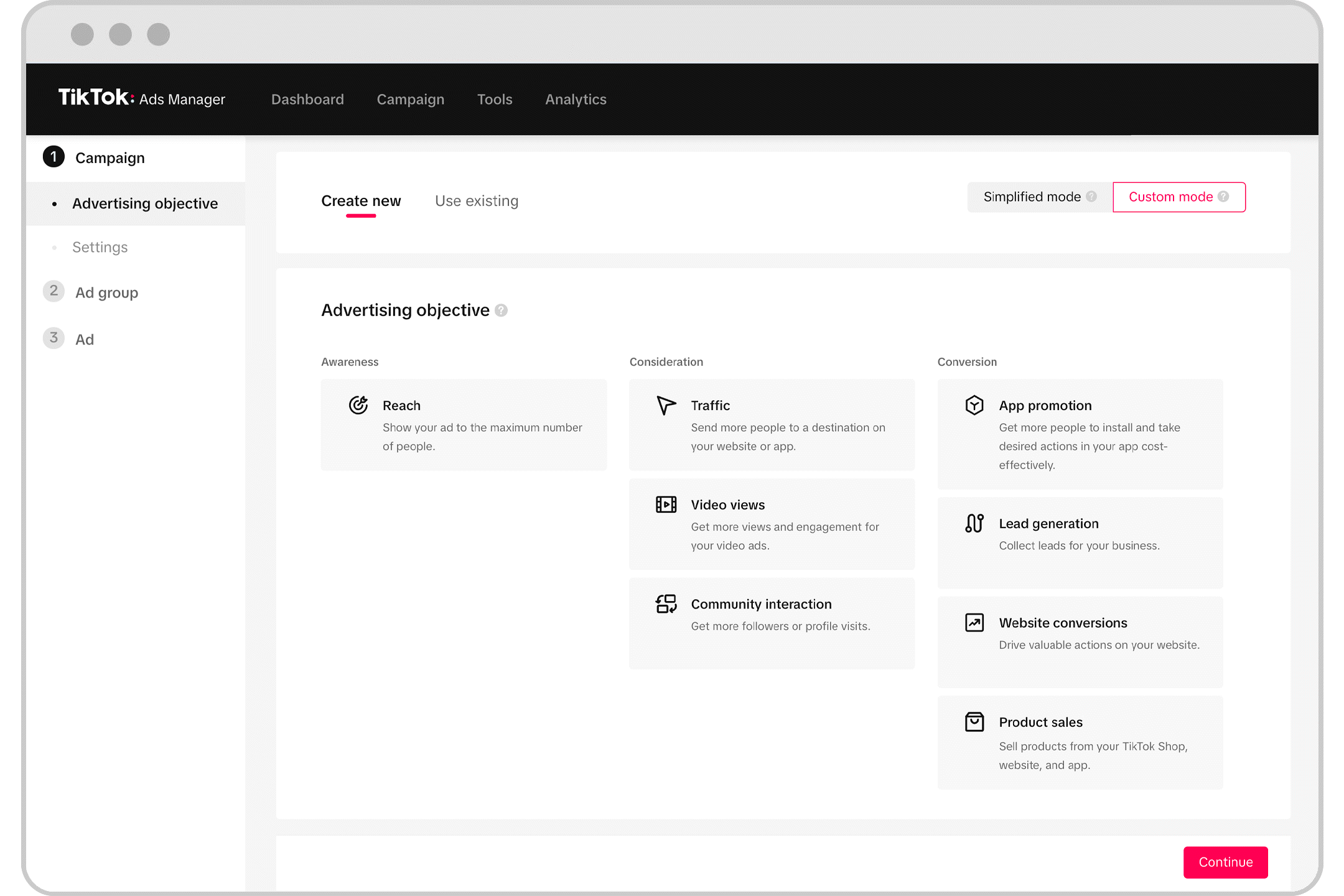 Product Sales Advertising Objective TikTok Ads Manager