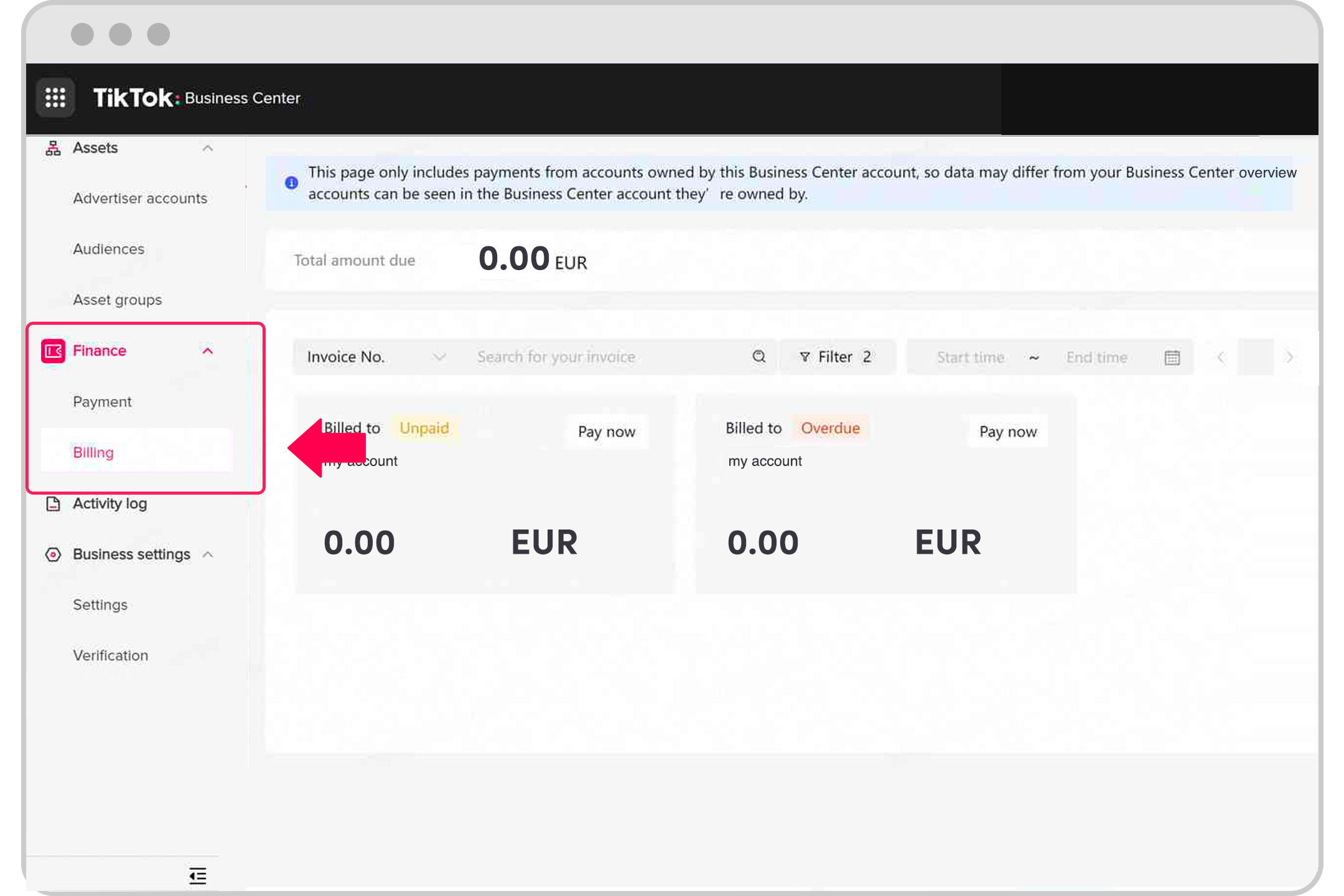 Manage Invoices | TikTok Business Center