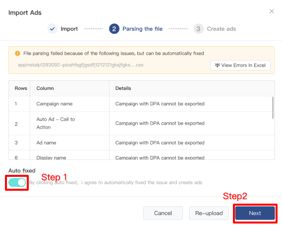 Import Ads Auto-fix | TikTok Ads Manager