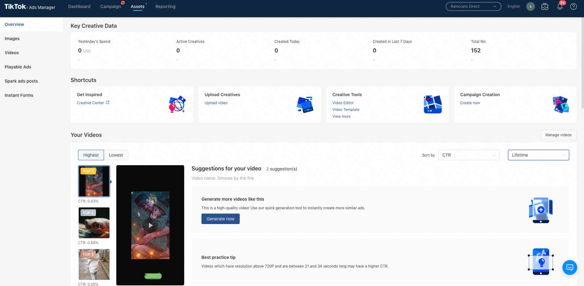 Creative Overview Page | TikTok Ads Manager
